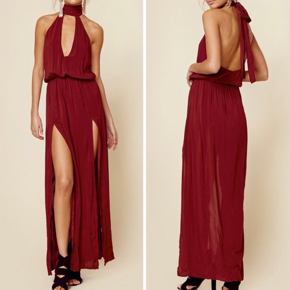 Blue Life | Dresses | Blue Life Keyhole Double Slit Dress In Black ...